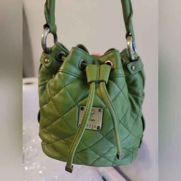MCM | Bags | Mcm Avocado Green Quilted Leather Cinch Bucket Bag | Poshmark